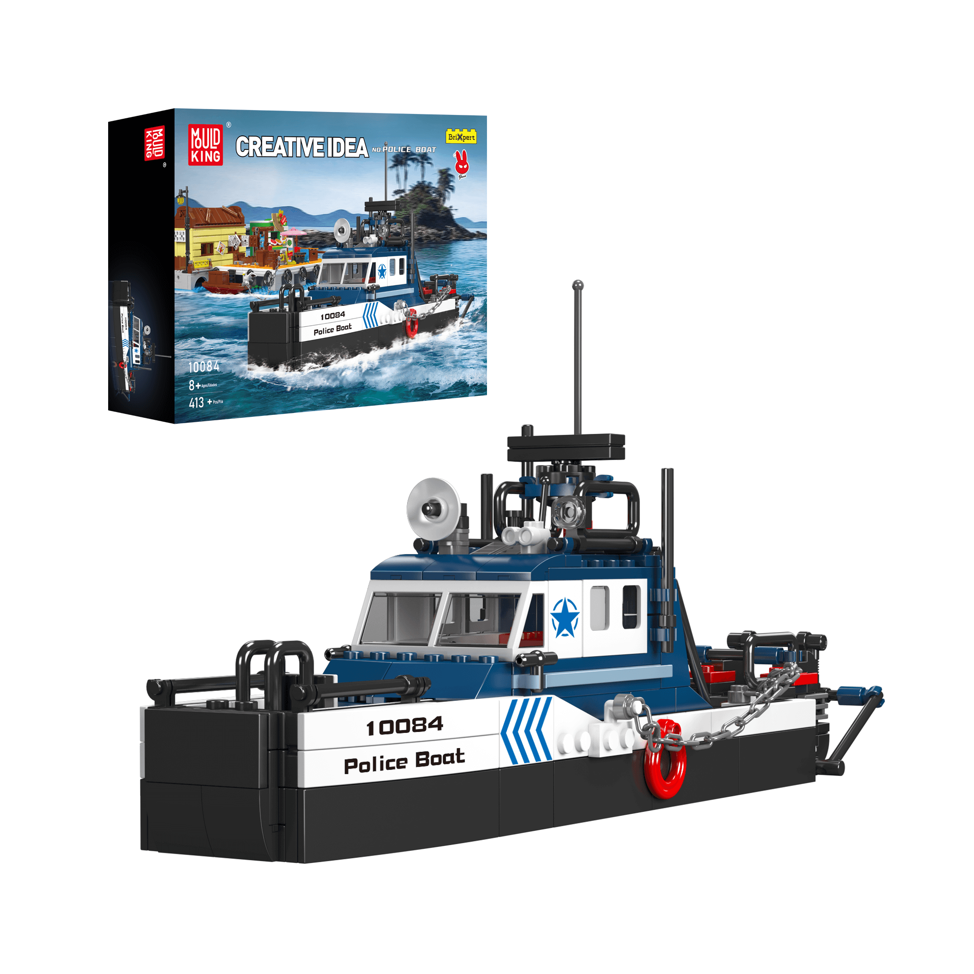 Mould King 10084 Police Boat Building Set | 413 Pcs – Mould King Corp