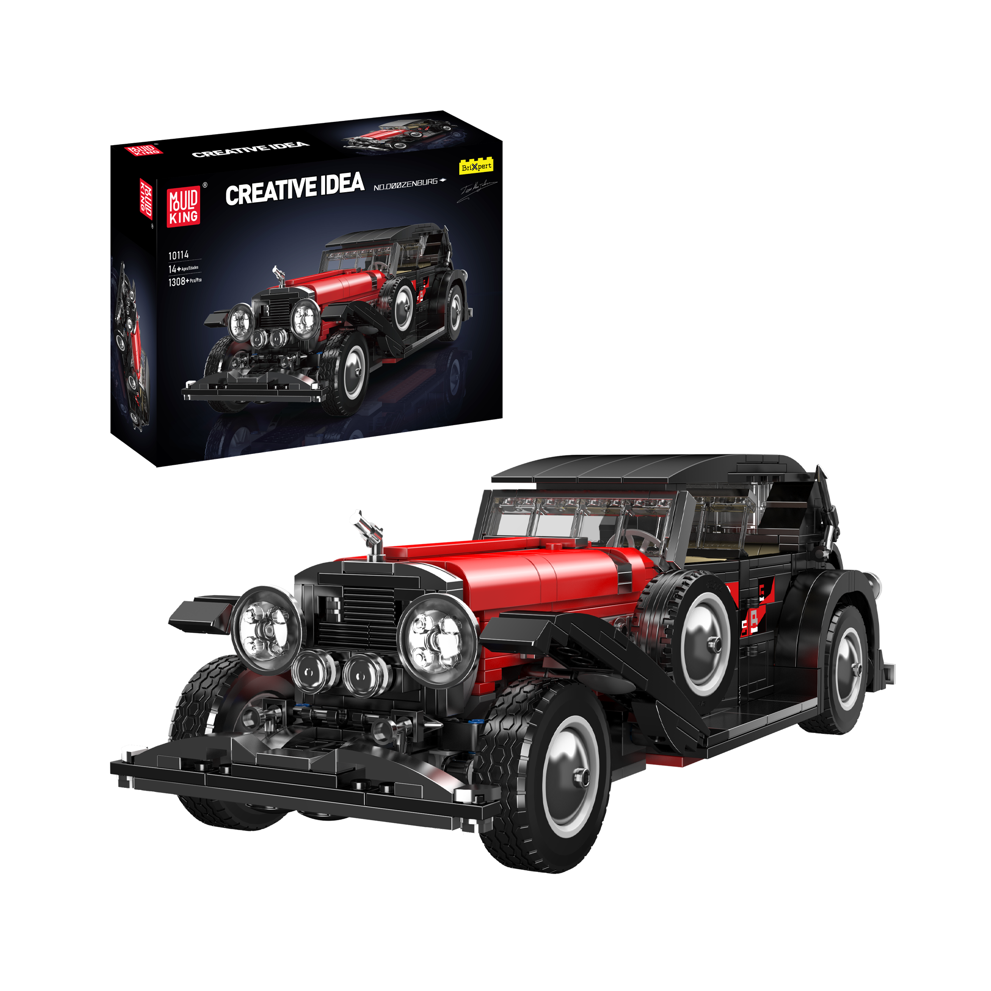Mould King 10114 Vintage Convertible Car Model Building Set | 1,308 Pc ...
