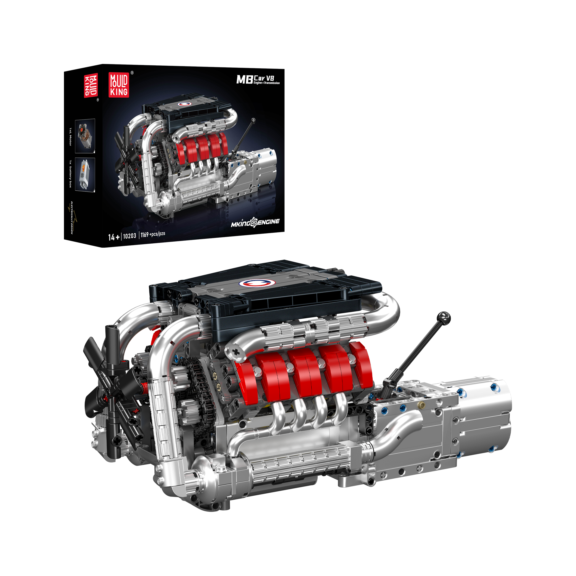 Mould King 10203 M Power V8 Engine & Gearbox Building Set | 1,169 Pcs ...