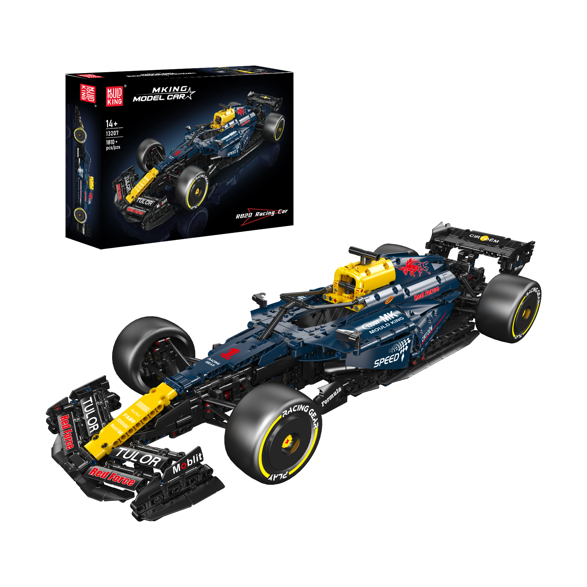 Mould King 13207 1:8 Scale RB20 Racing Car Model Building Set | 1,810 ...