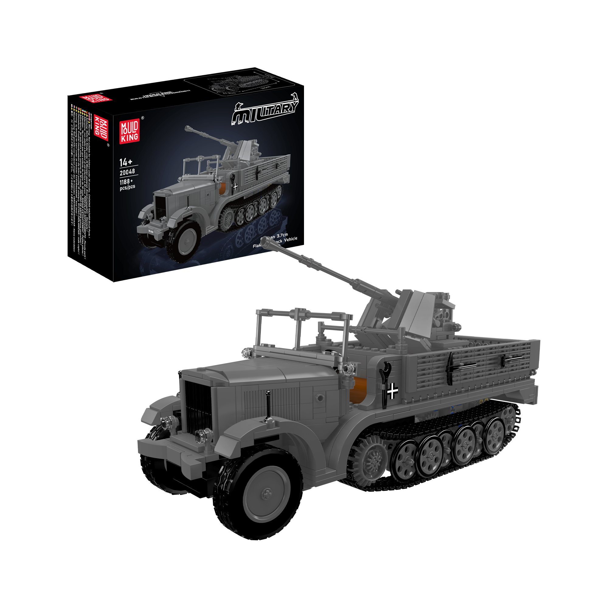 Mould King 20048 German 3.7cm Anti-Aircraft Half-Track Vehicle Buildin ...