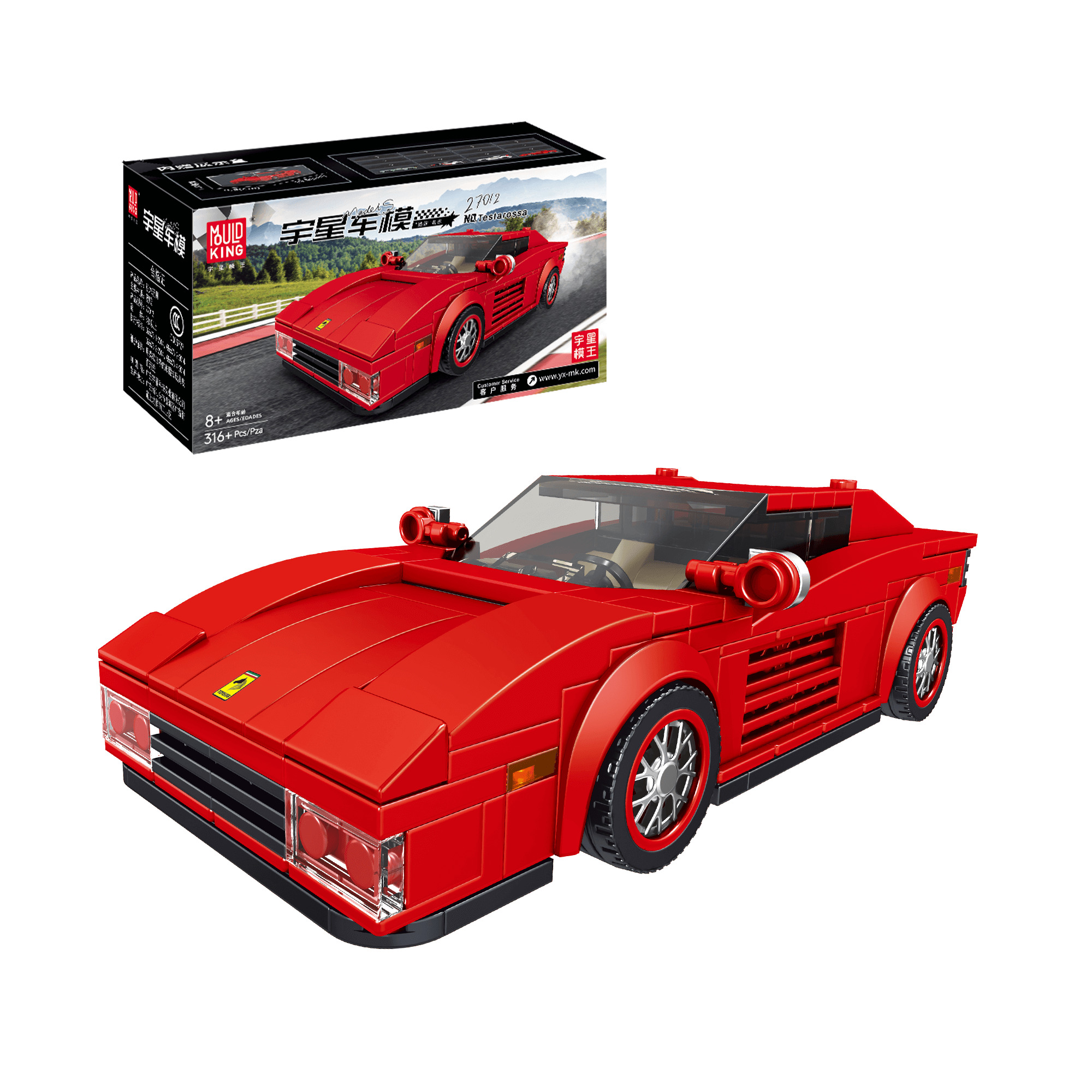 Mould King 27012 Testarossa Supercar Building Kit | 316 PCS